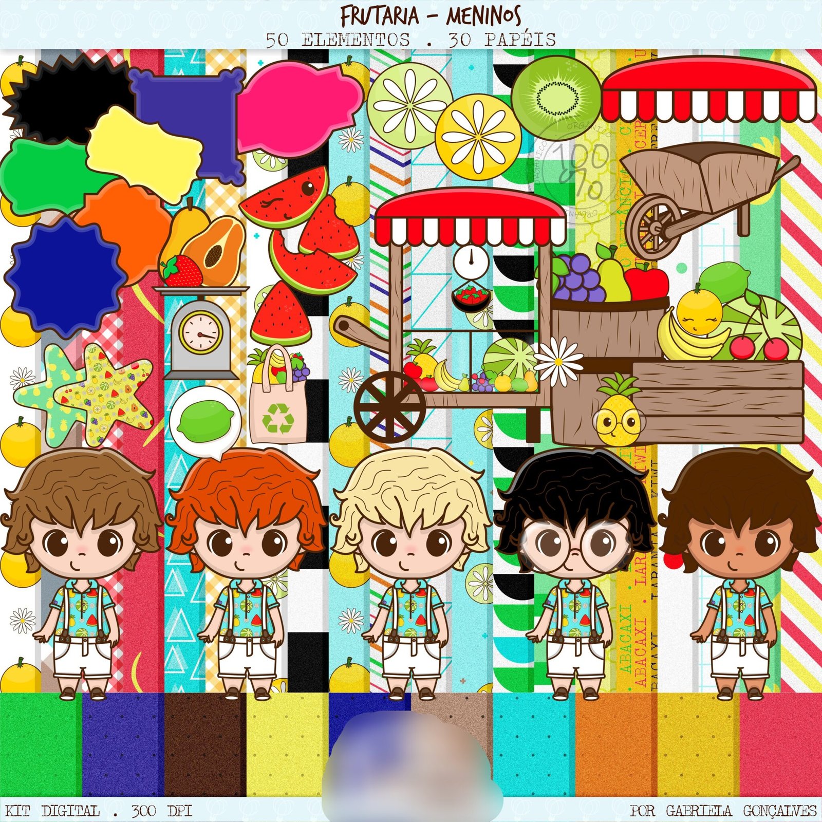 Kit Digital Frutaria Menino Candy - Galeria Criativa