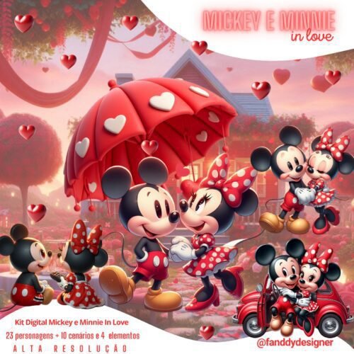 Kit Digital Dia dos Namorados Mickey e Minnie In Love - Galeria Criativa
